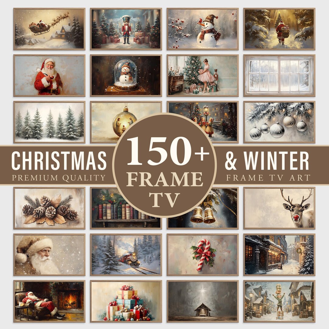 Christmas Frame TV Art Set 150+ Samsung Frame TV Bundle Santa Tree Gift ...