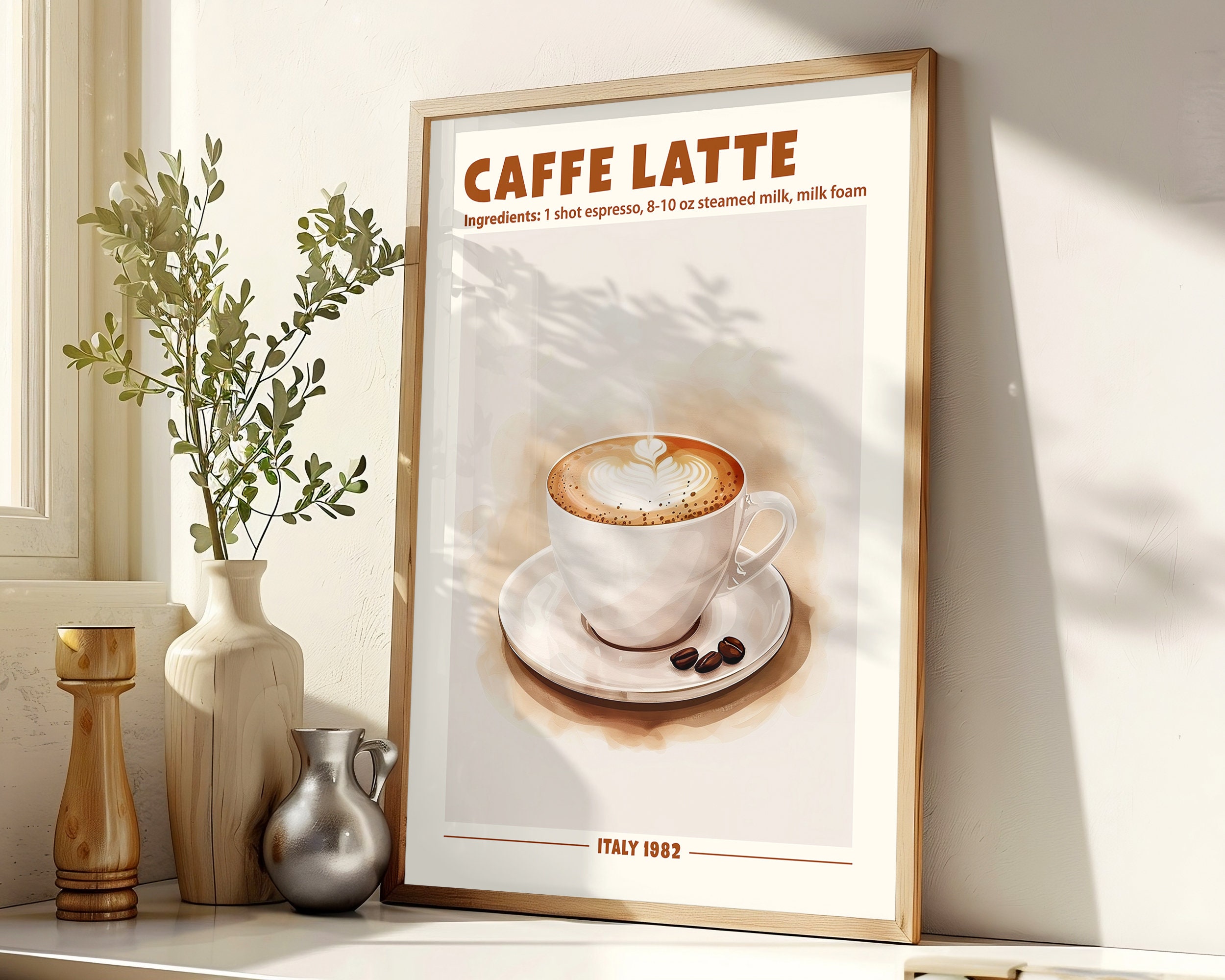 Coffee Print Set of 6 Retro Poster Cappuccino Irish Coffee Caffe Latte ...