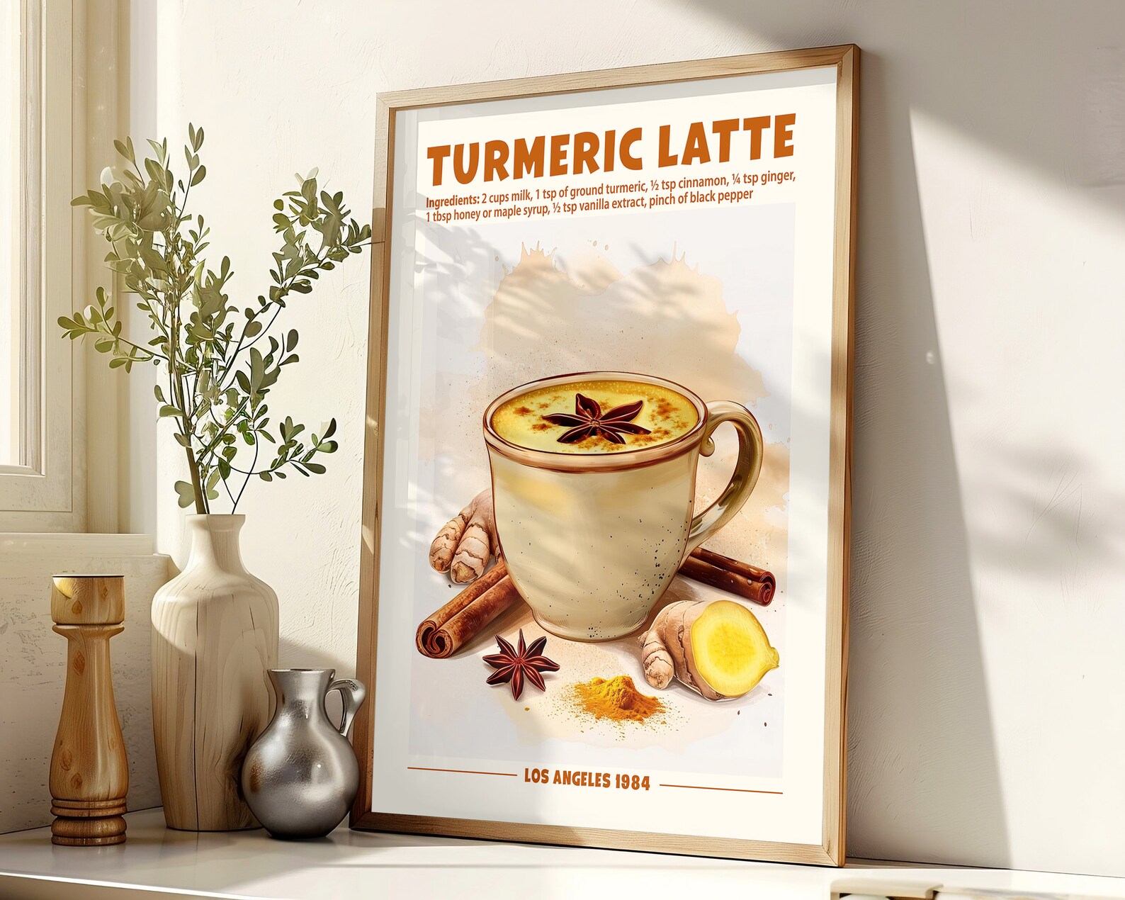 Turmeric Latte Coffee Print. Home Bar Kitchen or Cafe Decor Cart Sign ...