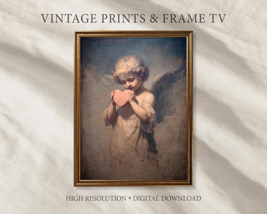 Arte de parede para o Dia dos Namorados: Anjo querubim com coração ...