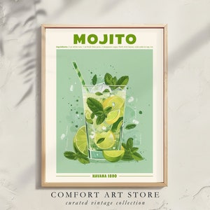 Mojito Cocktail Print. Classic Alcohol Cocktail. Retro Cocktail ...