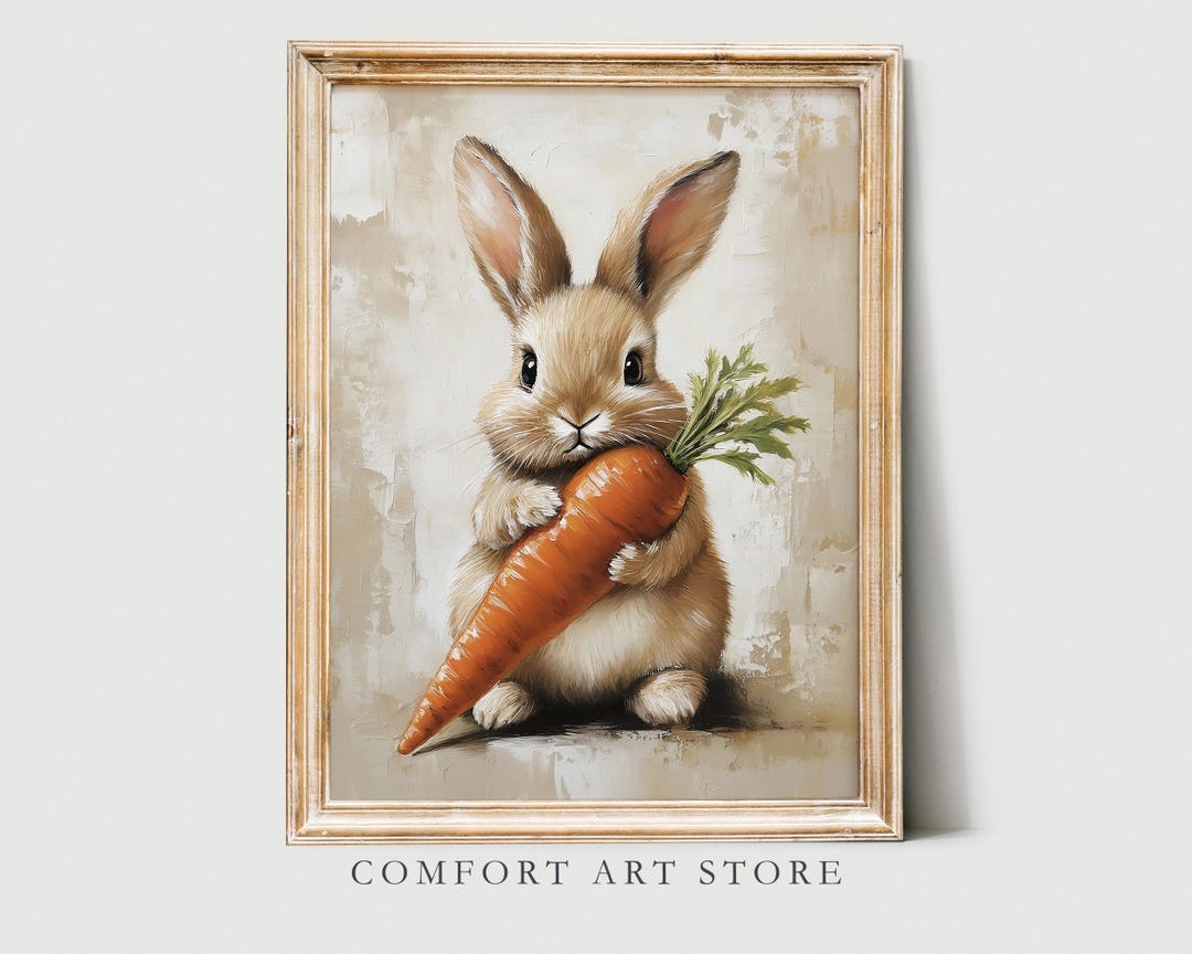 Easter Bunny Print Cute Easter Rabbit Neutral Spring Scene Easter Bunny ...