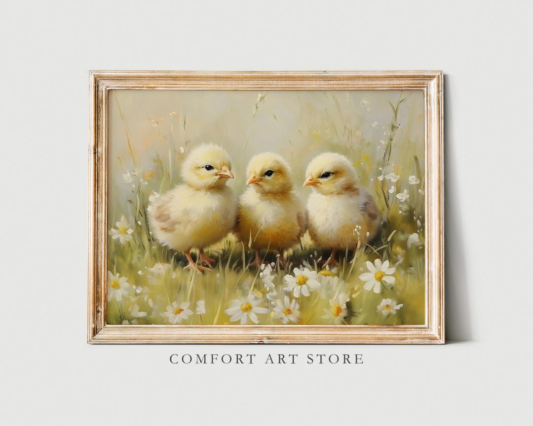 Easter Baby Chicks Print Cute Easter Chicken Neutral Wildflower Easter ...