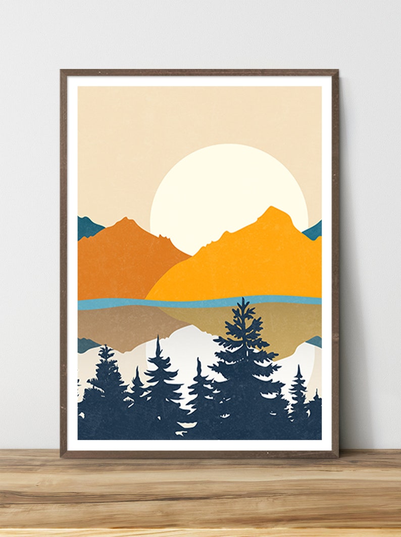 Wall Art Set of 6 Prints Boho Mountain Lake Landscape Gallery - Etsy