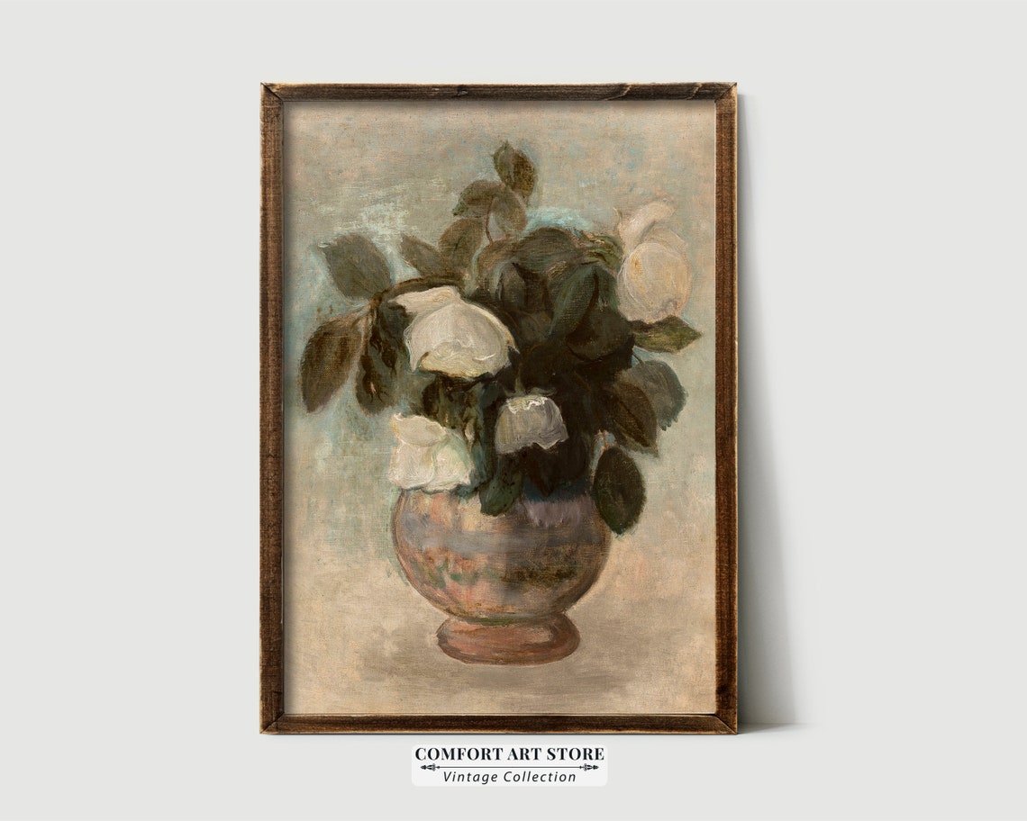 Vintage Roses Print Bouquet Wall Art Botanical Oil Painting - Etsy