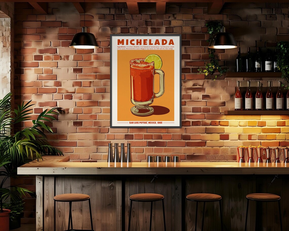 Michelada Modelo Cocktail Print Poster Alcohol Cocktail Sign Home Bar ...