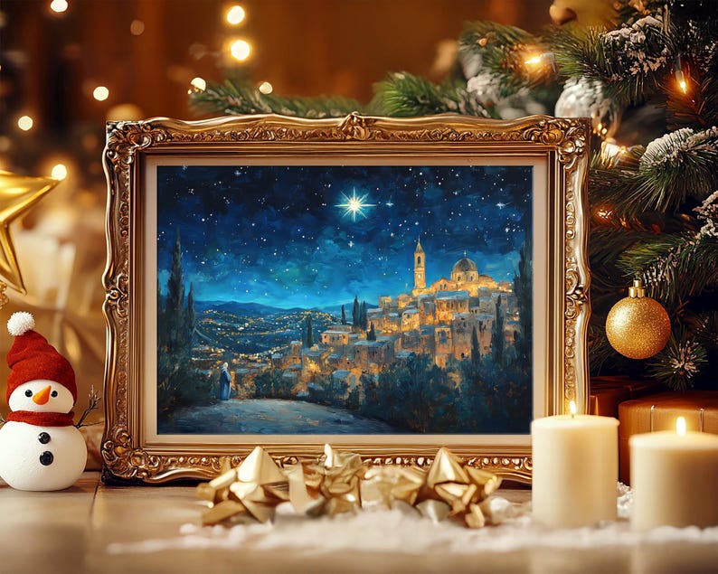 Christmas Wall Art Print Vintage Star of Bethlehem Print Christmas Star ...