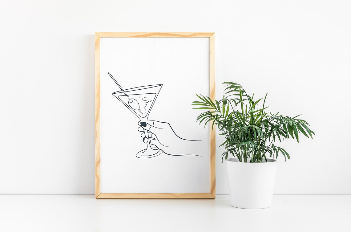 Martini Woman Art Print Martini Line Art Print Line Drawing - Etsy