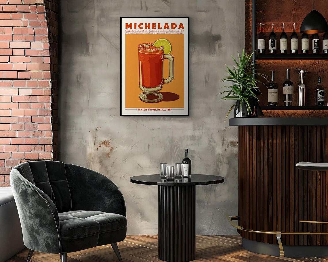 Michelada Modelo Cocktail Print Poster Alcohol Cocktail Sign Home Bar ...