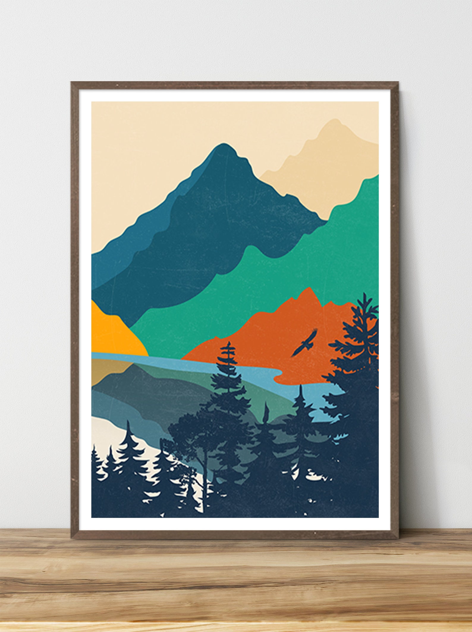 Wall Art Set of 3 Prints Boho Mountain Lake Landscape Boho - Etsy