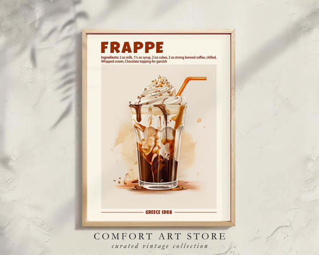 Frappe Latte Coffee Print. Home Bar Kitchen or Cafe Decor Cart Sign ...