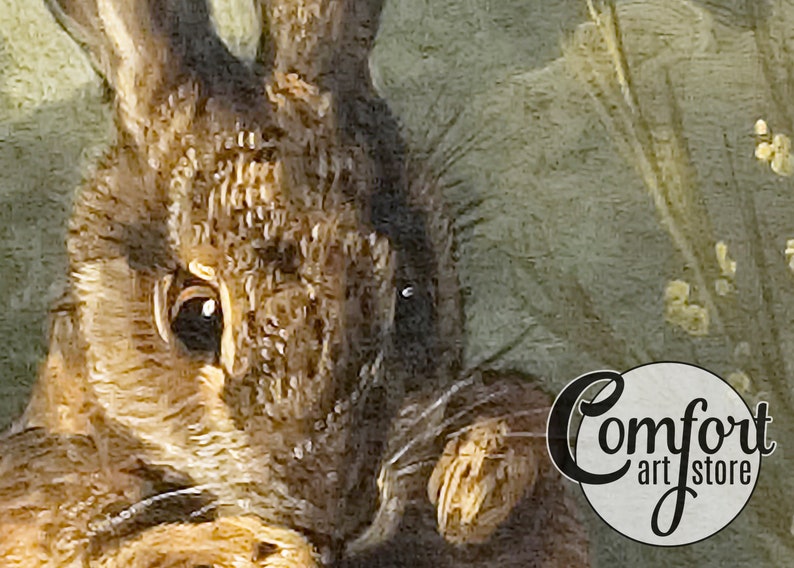 Vintage Wall Art Animal Scenery Rabbit Painting Rustic - Etsy