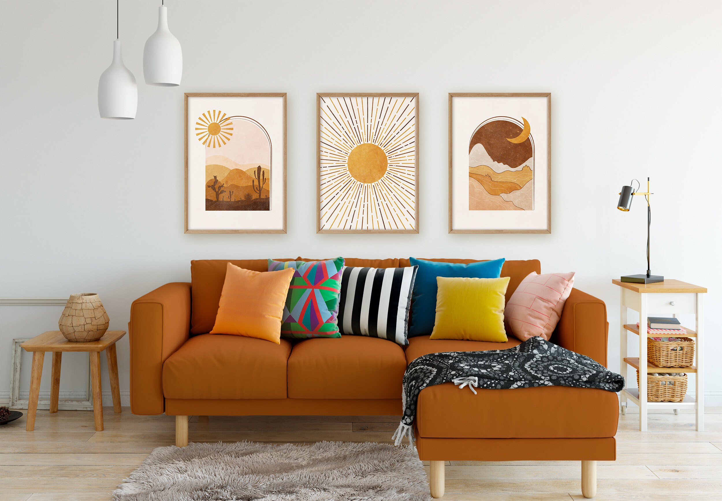 Boho Wall Art Set of 3 Prints Boho Landscape Boho Wall Decor | Etsy