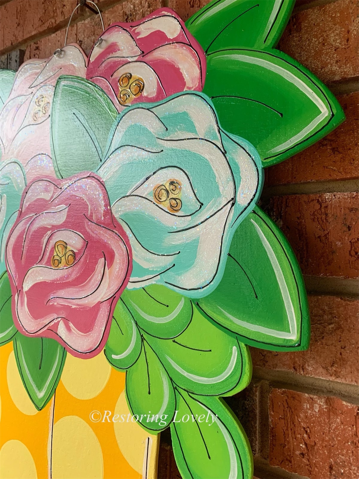 Spring Door Hanger, Wooden Rain Boots Door Hanger, Hand Painted Flower ...