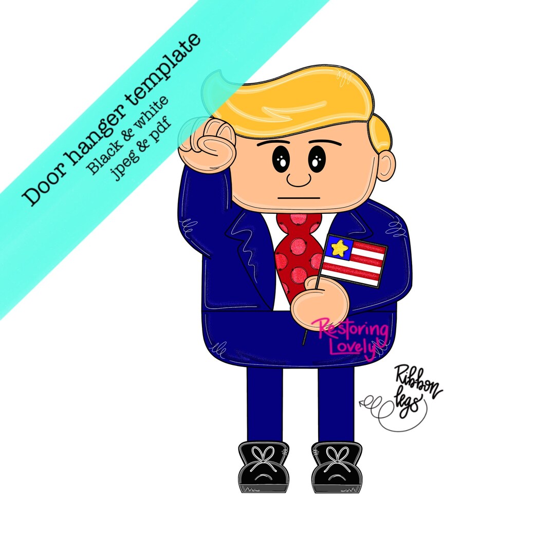 TEMPLATE, Presidential Ribbon Legs Door Hanger Template, Trump Template ...