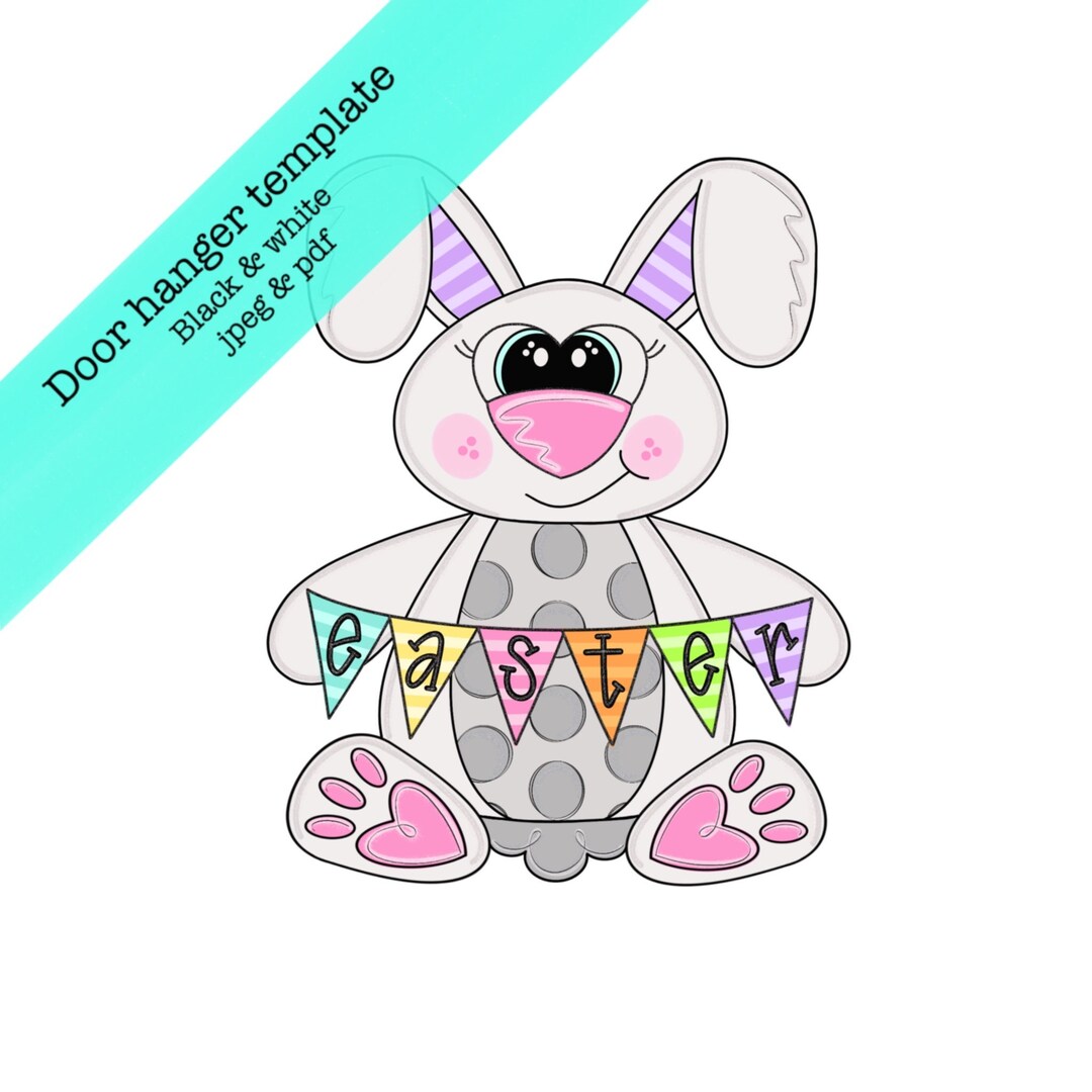 TEMPLATE, Easter Door Hanger Template, Bunny Door Hanger Template ...