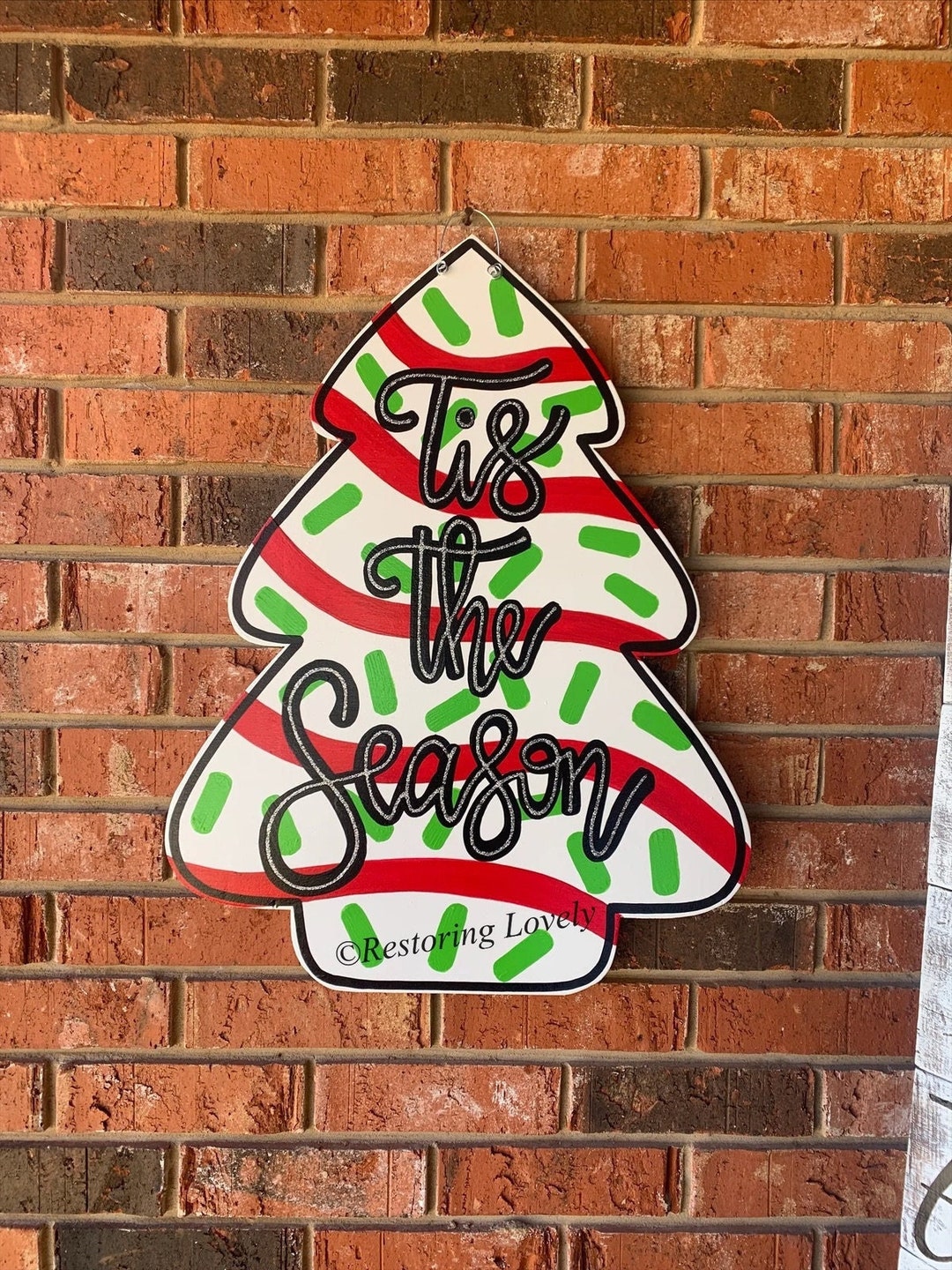 Christmas Tree Door Hanger, Christmas Wooden Door Hanger, Tree Door ...