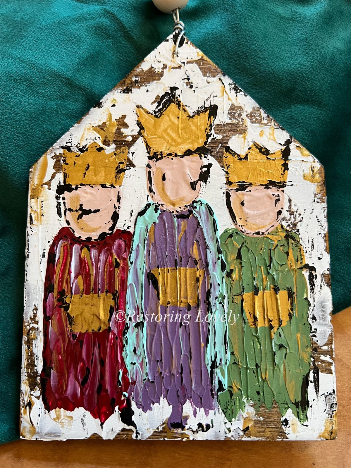 Hand Painted Nativity Ornament Set of 4, Wooden Manger Bundle ...
