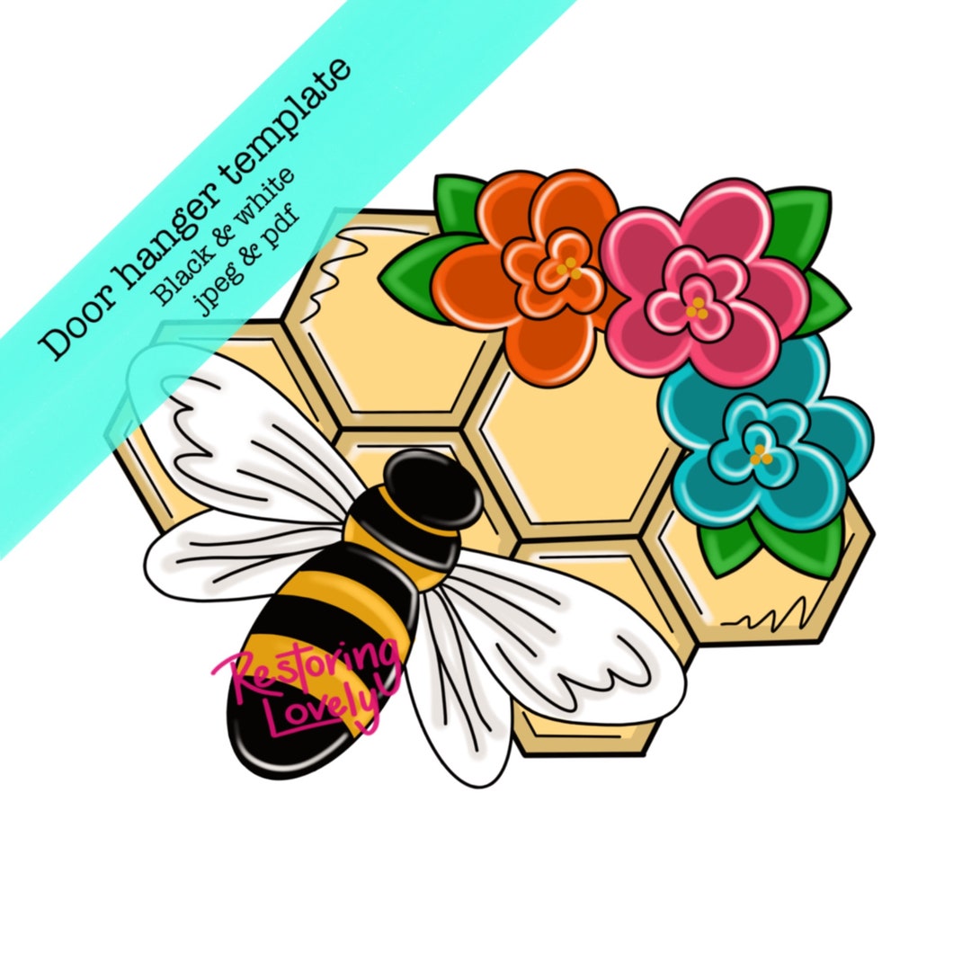 Template, Bee Door Hanger Template, Flower Door Hanger Template, Fall ...