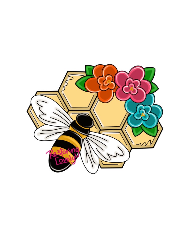 Template Bee Door Hanger Template Flower Door Hanger - Etsy
