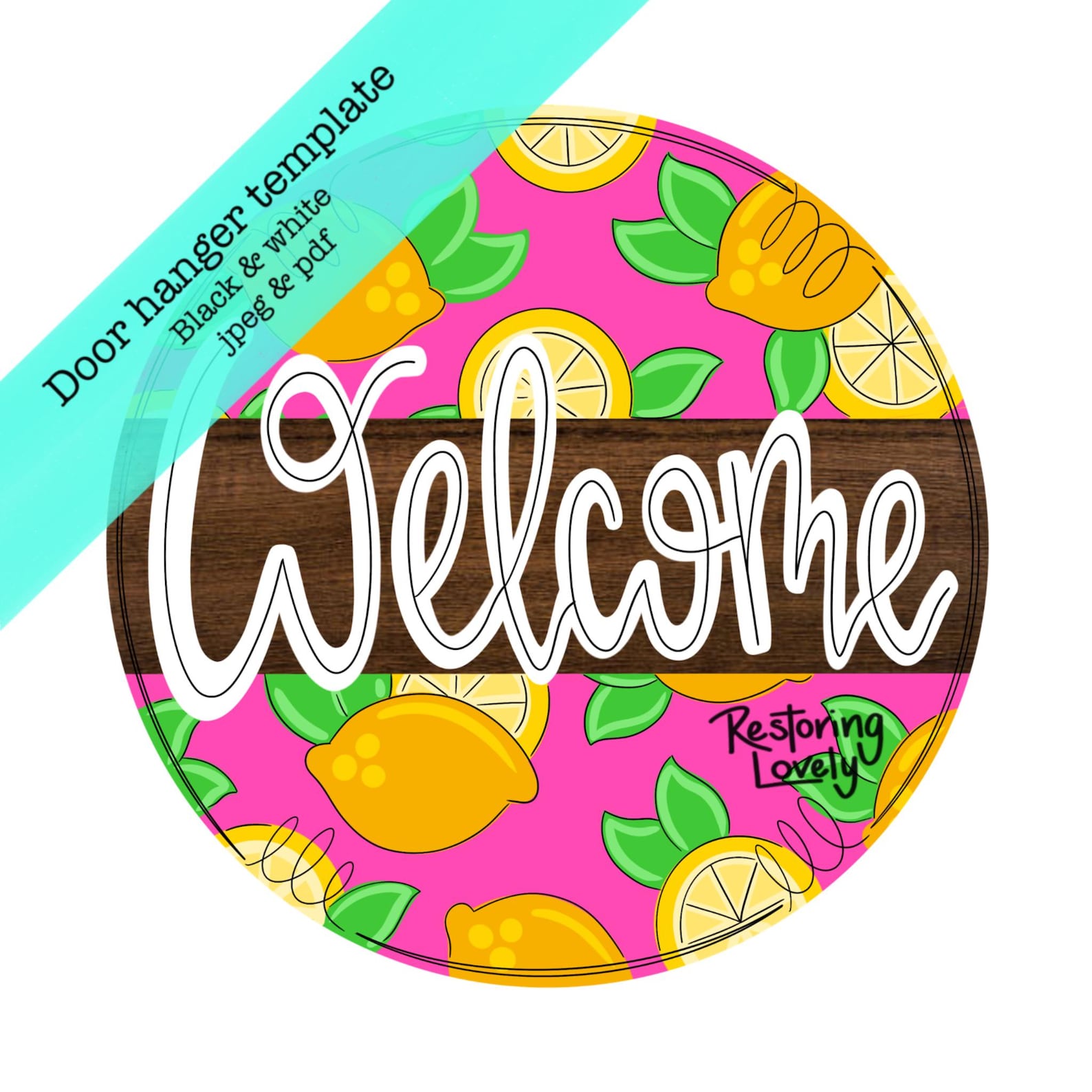 Template, Lemon Door Hanger Template, Summer Spring Template, Whimsical ...