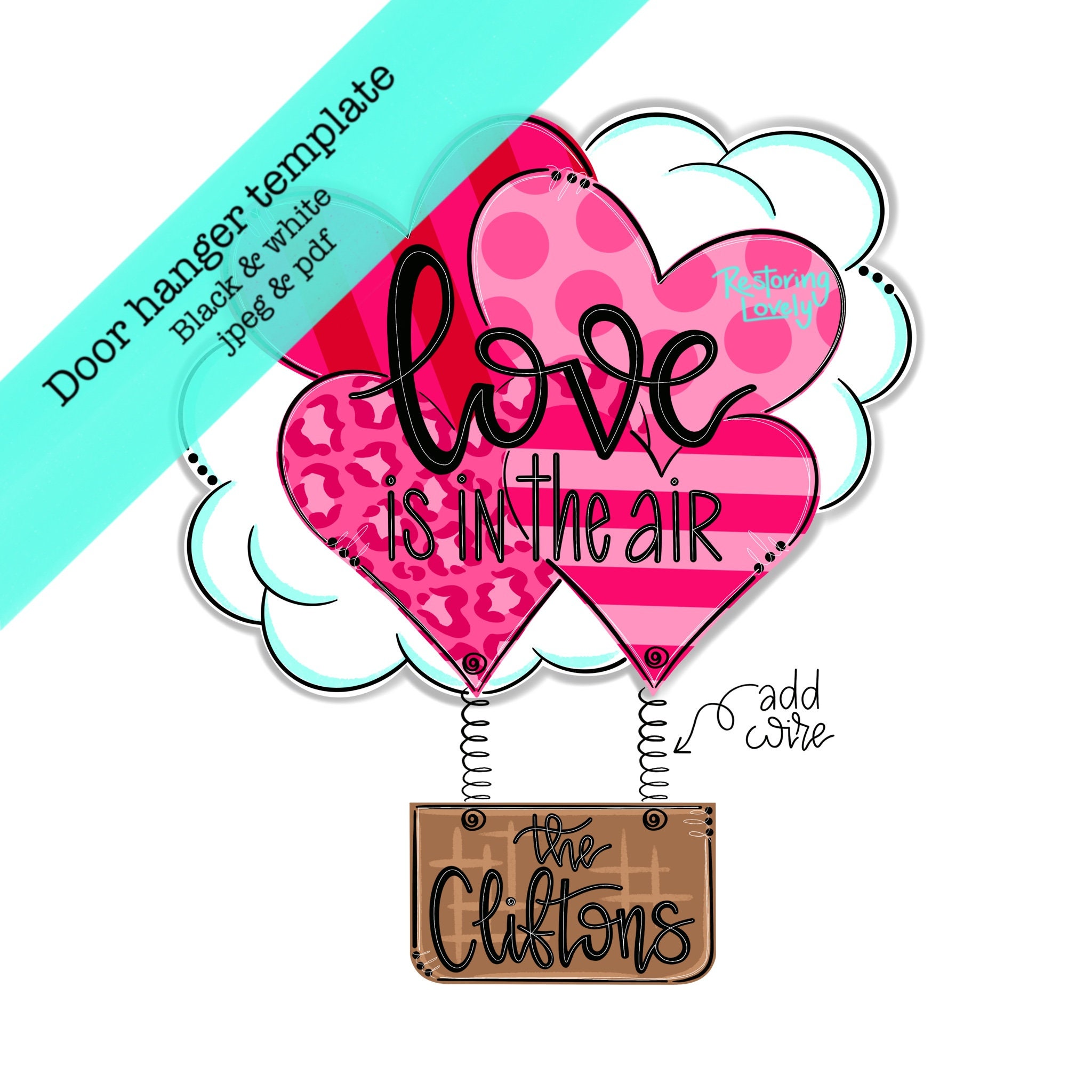 Template, Valentines Door Hanger Template, Hot Air Balloon Template ...