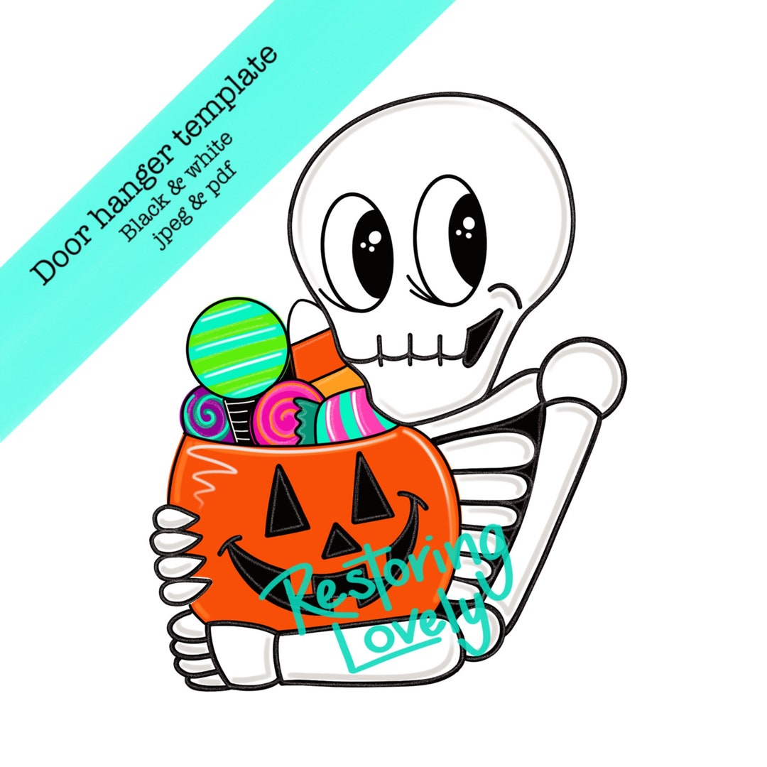 Template, Halloween Door Hanger Template, Skeleton Door Hanger Template ...
