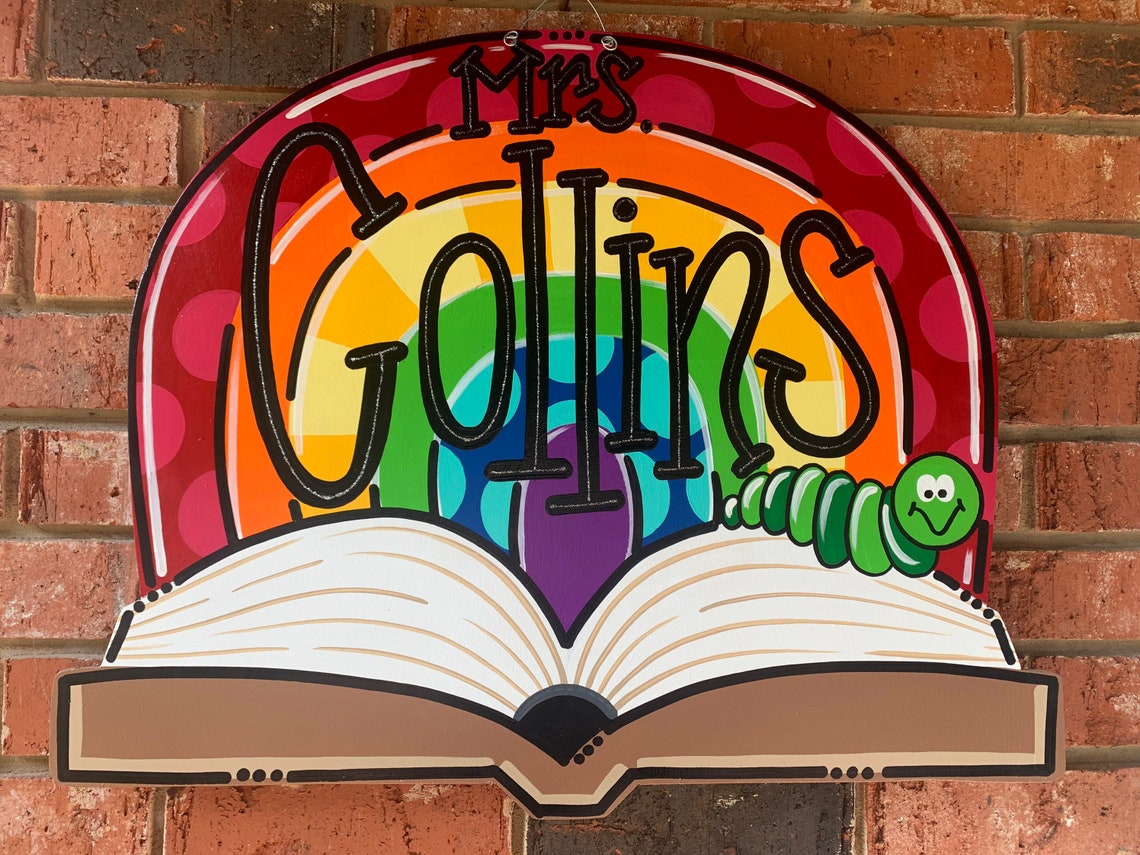 TEMPLATE Teacher Door Hanger Template Rainbow Door Hanger - Etsy