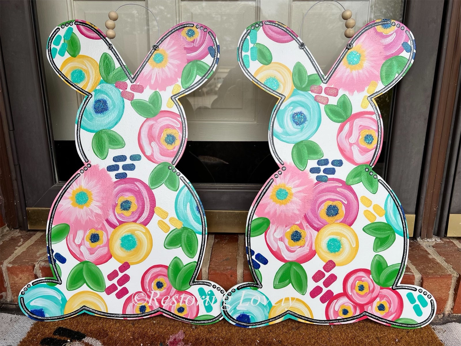 Easter Door Hanger Wooden Bunny Door Hanger Spring Door - Etsy