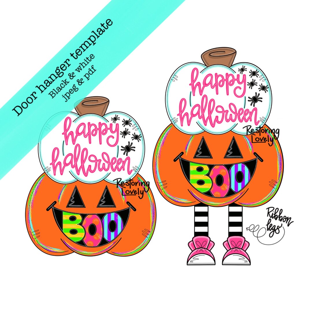 TEMPLATE, Halloween Door Hanger Template, Ribbon Legs Template, Stacked ...
