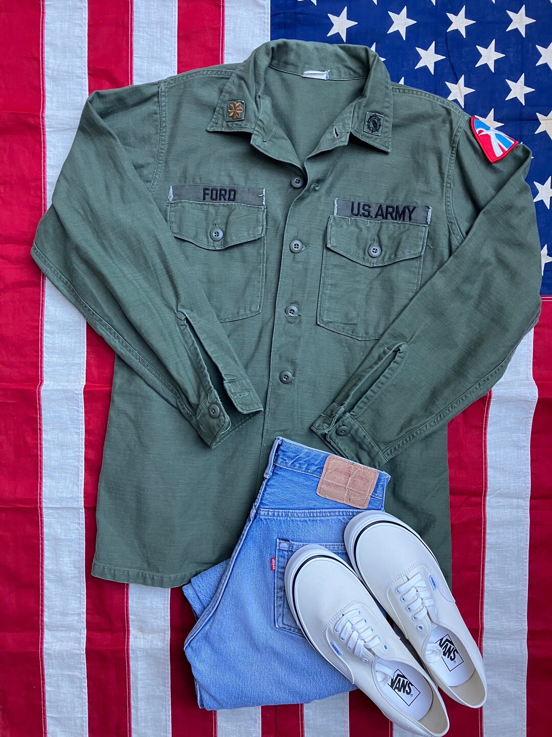 Vintage OG 107 Fatigue Shirt US Army Third Pattern Size Medium Ford ...