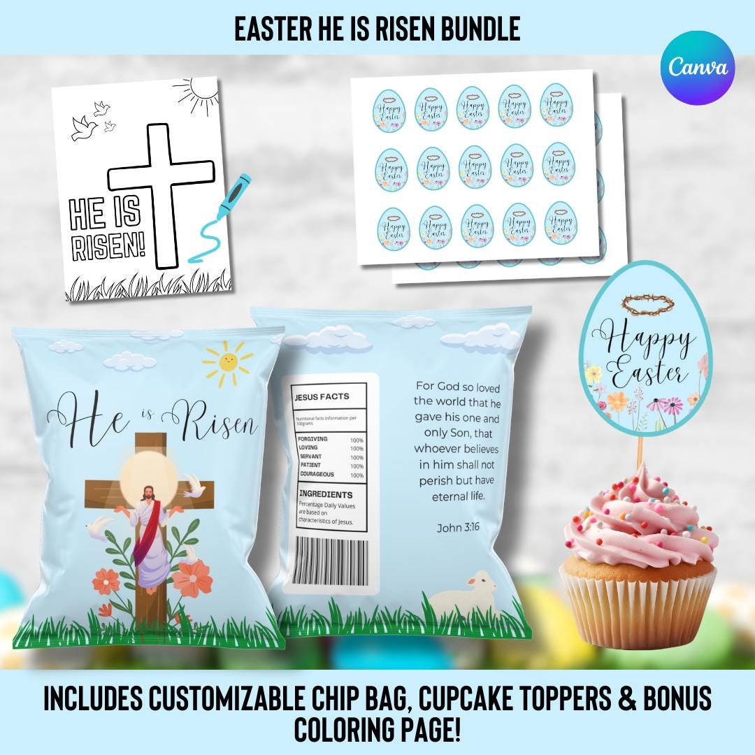 He is Risen Jesus Easter Party Favor Bundle – Digital Download ...
