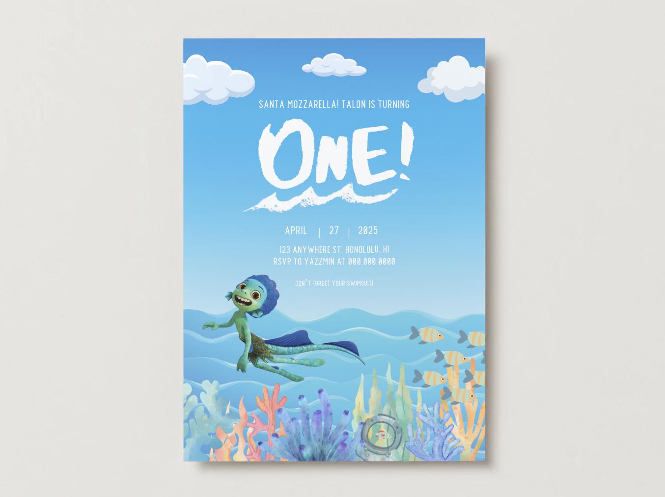 Pixar Luca Birthday Invitation: Portorosso Theme (digital Download, 5x7 ...