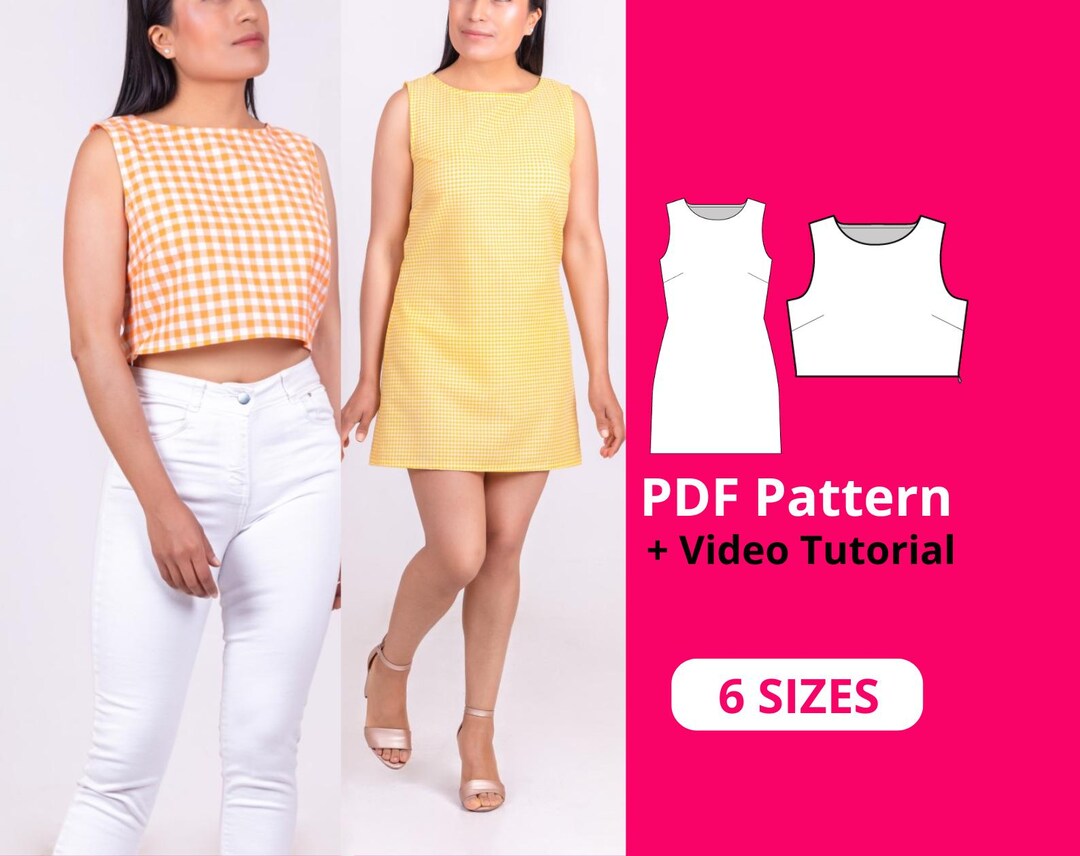 Aurora Crop Top and Dress Sewing Pattern | Two Length Options | Women ...