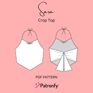 Sara Crop Top PDF Sewing Pattern Crop Top Digital Pattern 6 SIZES ...