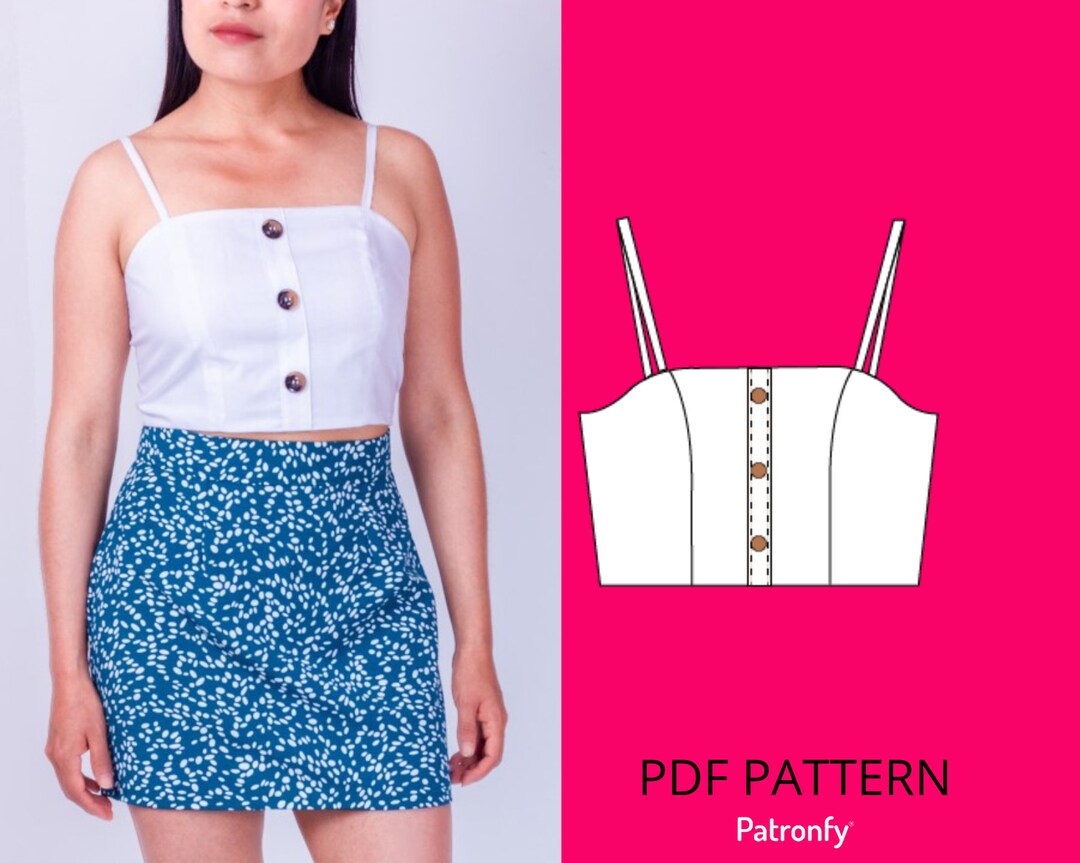 Holly Crop Top With Buttons PDF Sewing Pattern Button Crop - Etsy