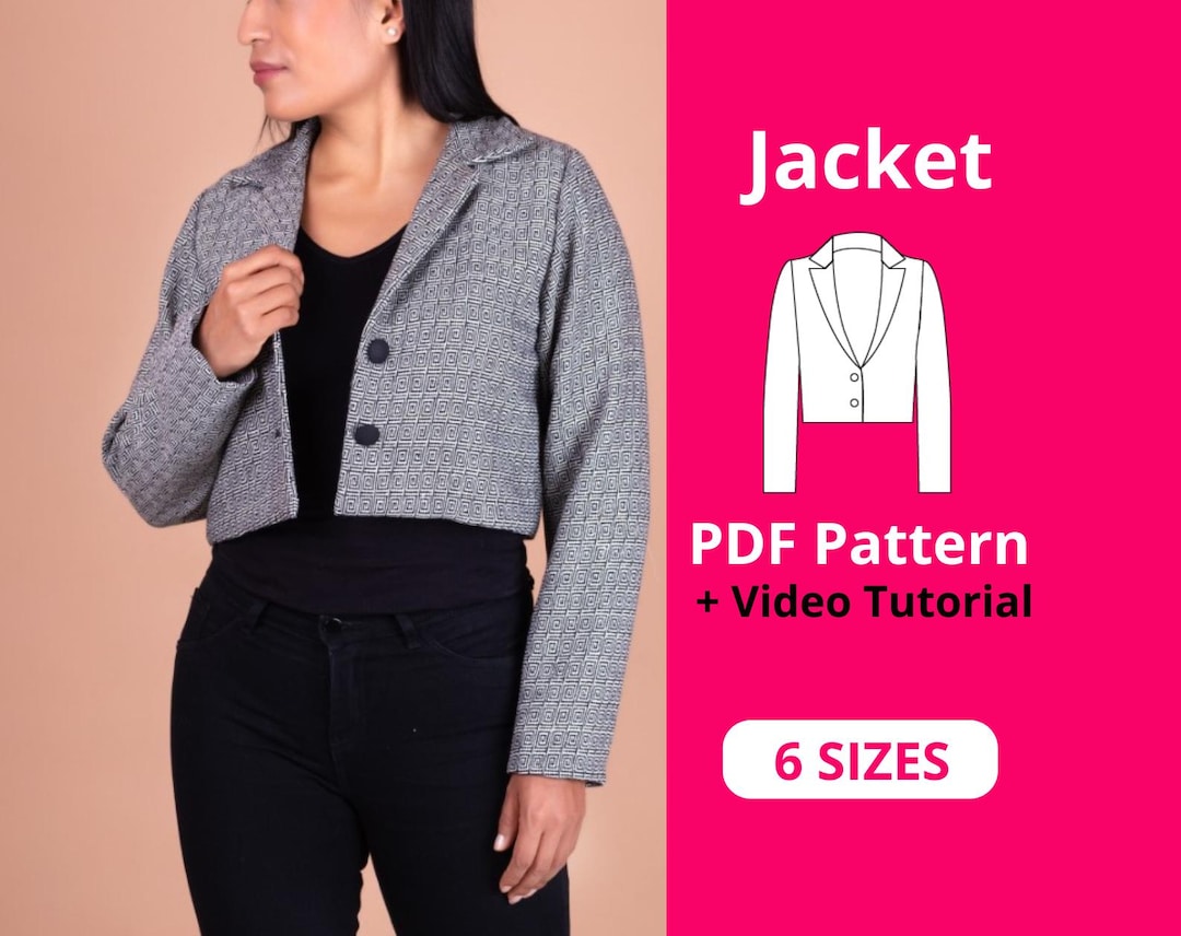 Natasha Jacket Sewing Pattern| PDF Sewing Pattern | Jacket Pattern ...
