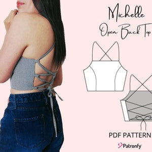 Michelle Open Back Top PDF Sewing Pattern 6 SIZES Instant Download A4 ...