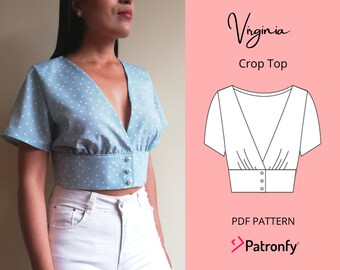 Victoria Crop Top PDF Sewing Pattern Crop Blouse Top | Etsy
