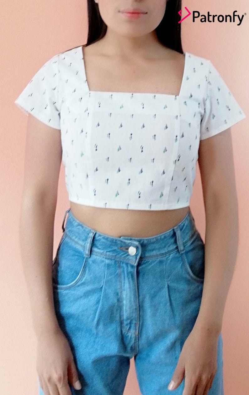 Anahi Crop Top Digital Pdf Sewing Pattern Square Neckline Etsy Canada