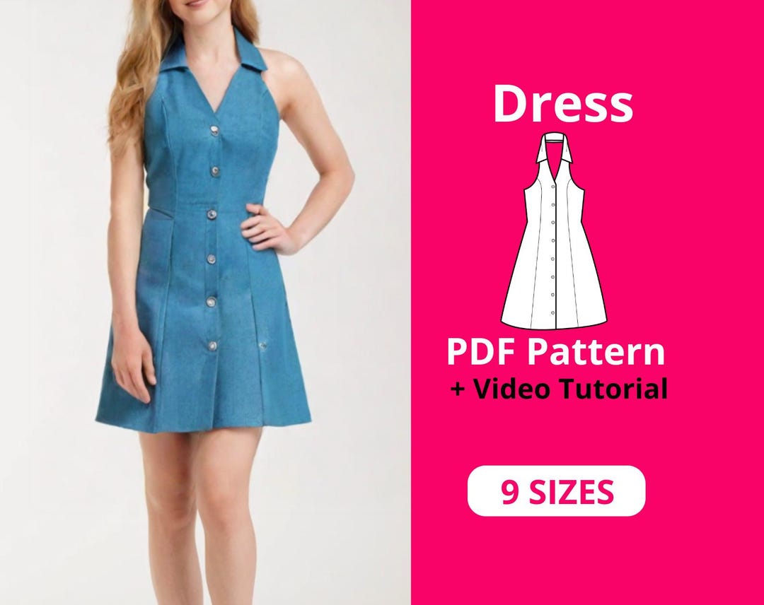 Halter Dress Sewing Pattern | Barbara Halter Dress Pattern | Instant ...