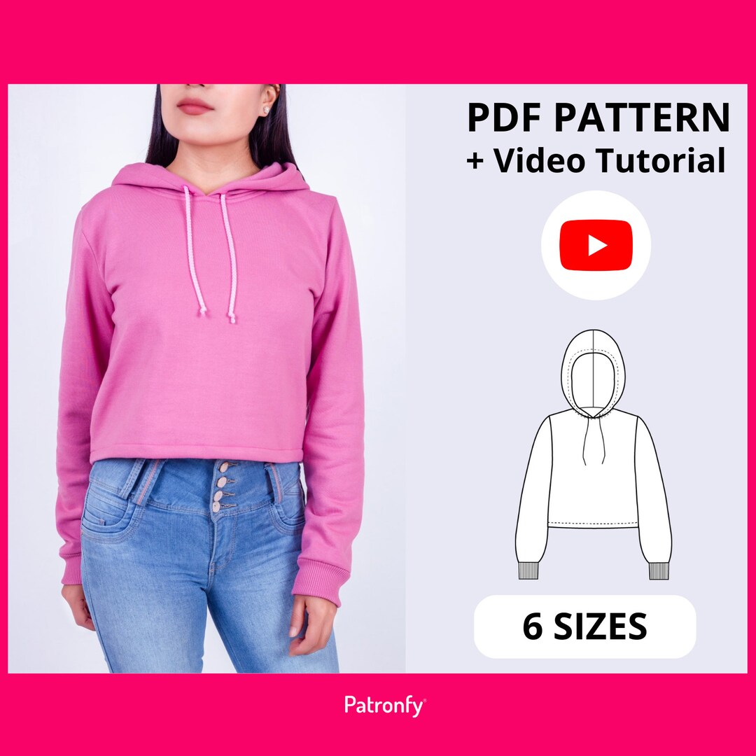 Nicole Hoodie PDF Sewing Pattern Hoodie Pattern Pattern Cropped Hoodie ...
