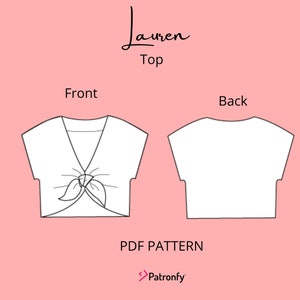 Lauren Top PDF Sewing Pattern Crop Top With Knot 6 SIZES Instant ...