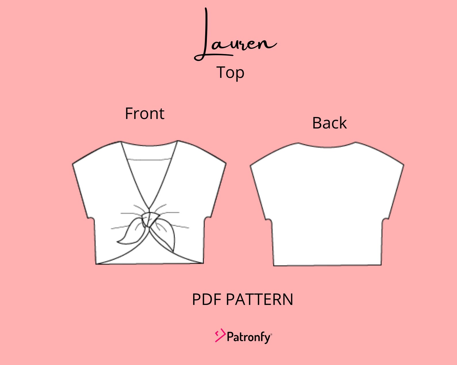 Lauren Top PDF Sewing Pattern Crop Top With Knot 6 SIZES | Etsy