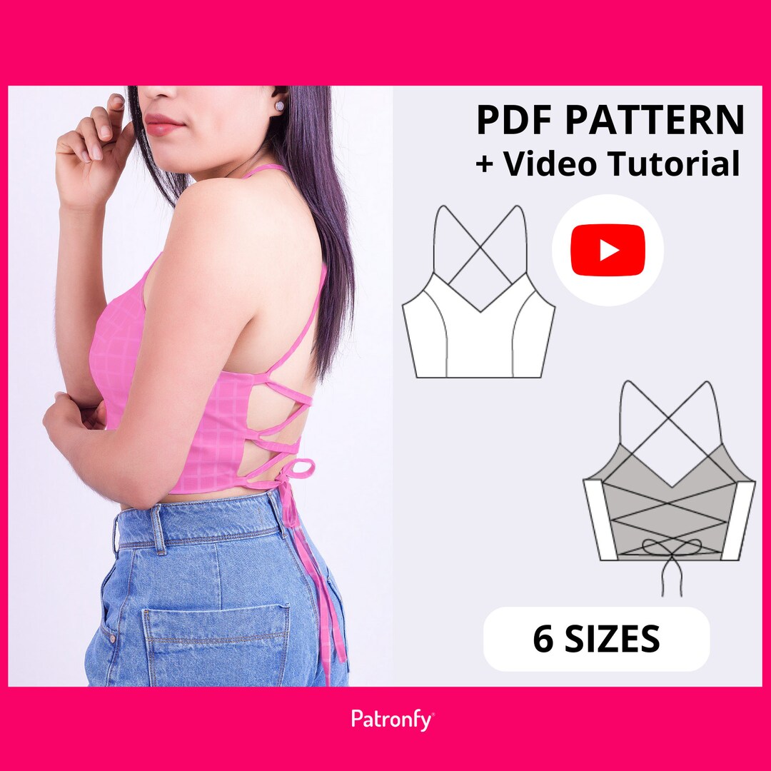Alisson Open Back Top PDF Sewing Pattern 6 SIZES Instant Download A4 ...