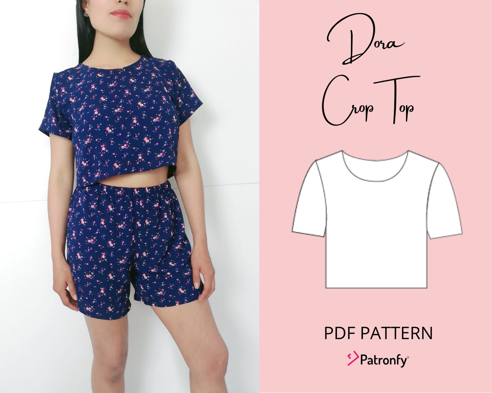 Dora Crop Top PDF Sewing pattern Crop Top Pattern 6 | Etsy