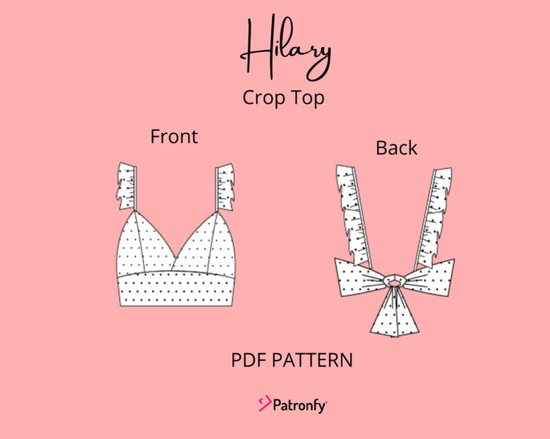 Hilary Ruffled Crop Top PDF Sewing Pattern Ruffle Sleeves | Etsy