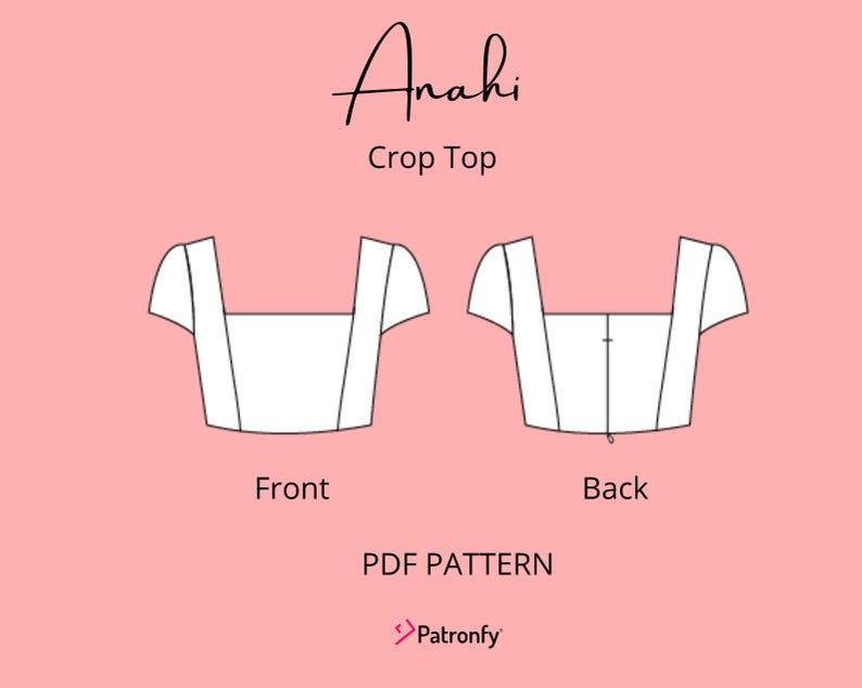 Anahi Crop Top Digital Pdf Sewing Pattern Square Neckline Etsy Canada