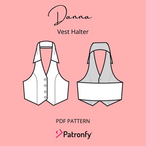 Danna Vest Halter | PDF Sewing Pattern | Backless Crop Top Sewing ...