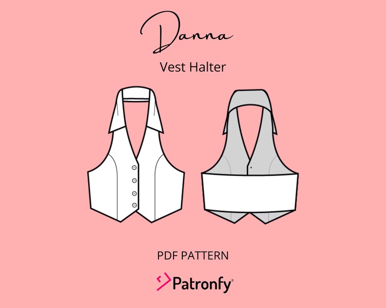 Danna Vest Halter PDF Sewing Pattern Backless Crop Top - Etsy UK